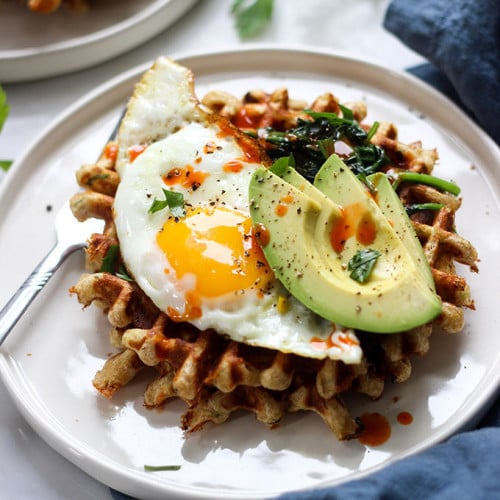 Savory Zucchini Waffles | Dietitian Debbie Dishes