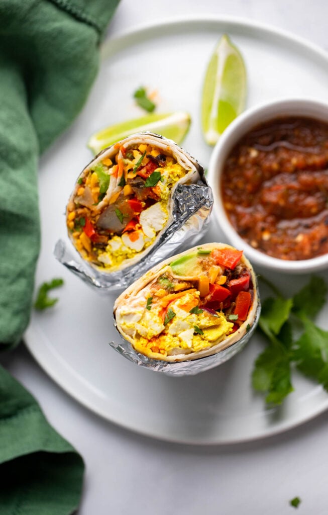 Vegan Breakfast Burritos (With Tofu Scramble) | Dietitian Debbie Dishes