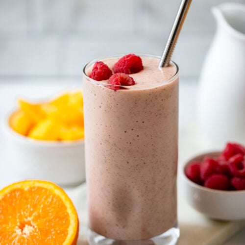 Mango Raspberry Smoothie | Dietitian Debbie Dishes