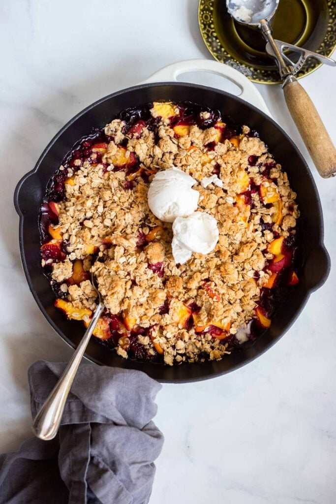 Easy Peach Blueberry Crisp | Dietitian Debbie Dishes