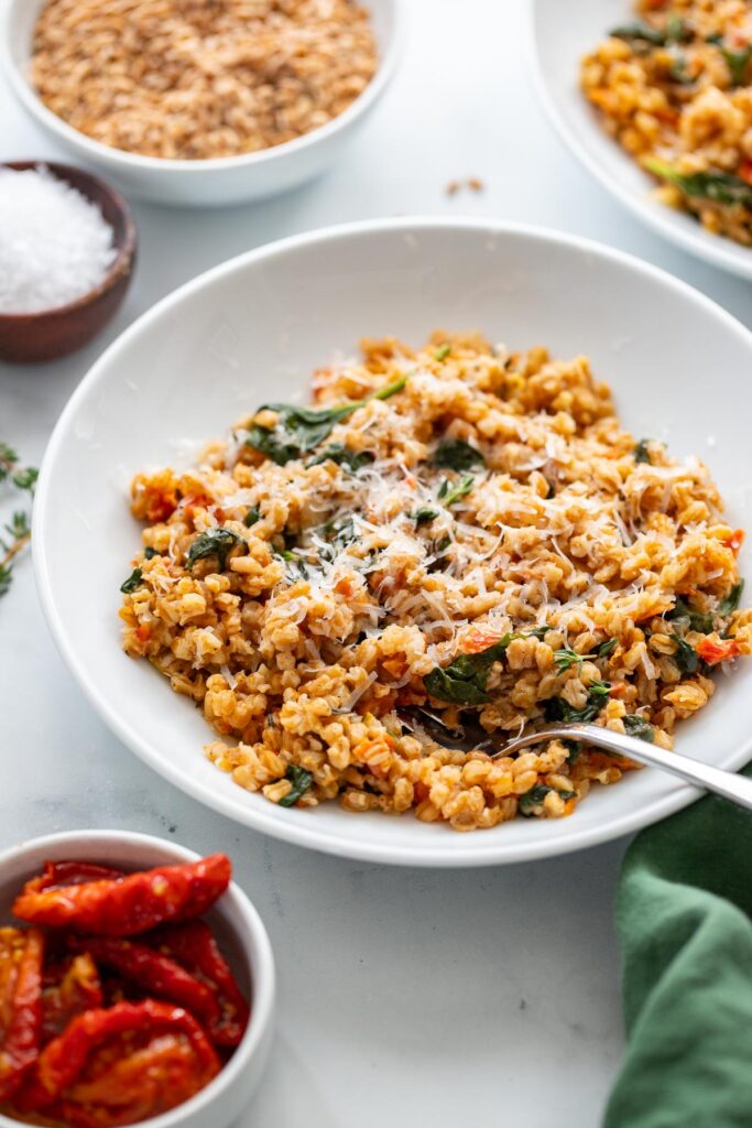 Easy Farro Risotto | Dietitian Debbie Dishes